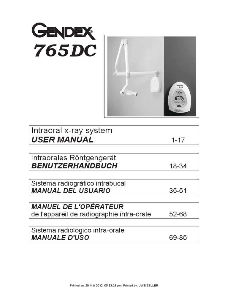 Gendex 765DC Dental X-Ray - User Manual (En, Es, FR, Por) | PDF ...