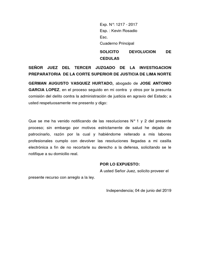 Modelo Devuelvo Cedula Notificacion | PDF