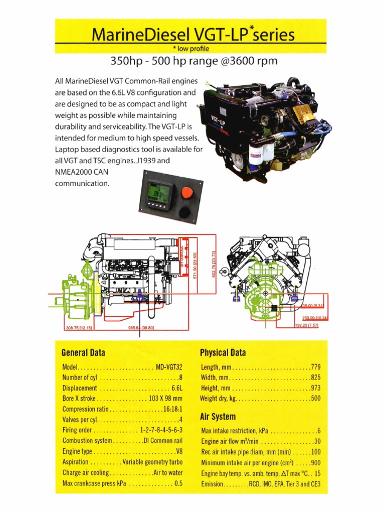 Marine Diesel - Duramax VGT-LP-SERIES 300 - 500 HP PDF | PDF | Engines | Vehicles