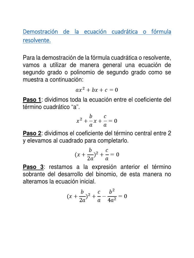 Resolvente Segundo Grado | PDF