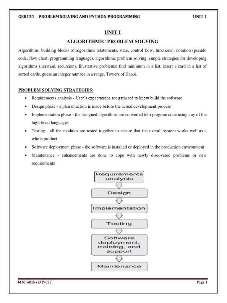 Unit I - Notes PDF | PDF | Programming Language | Algorithms