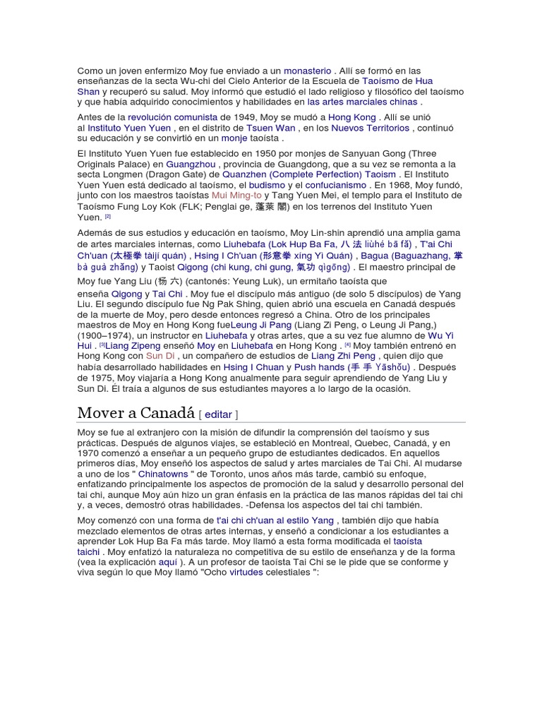 Moy Lin-shin: Taoísmo y Artes Marciales | PDF | Tai Chi | Qigong