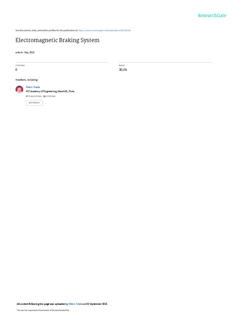 Electromagnetic Braking System | PDF | Brake | Heat