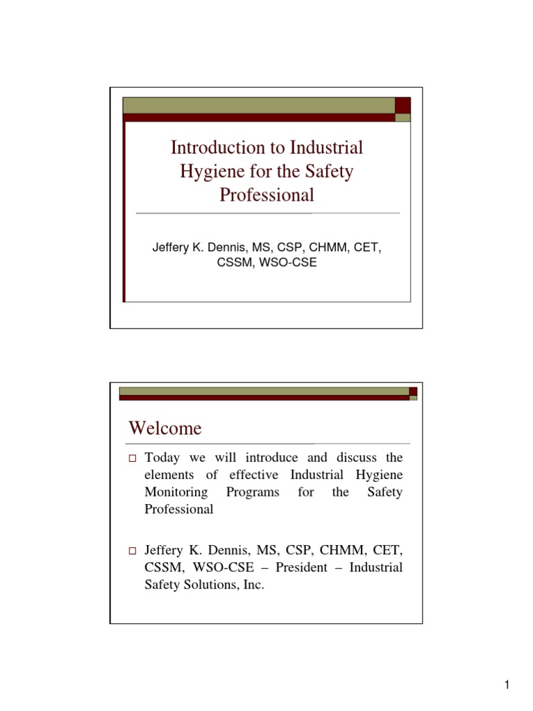 Industrial Hygiene Presentation | PDF | Occupational Hygiene ...