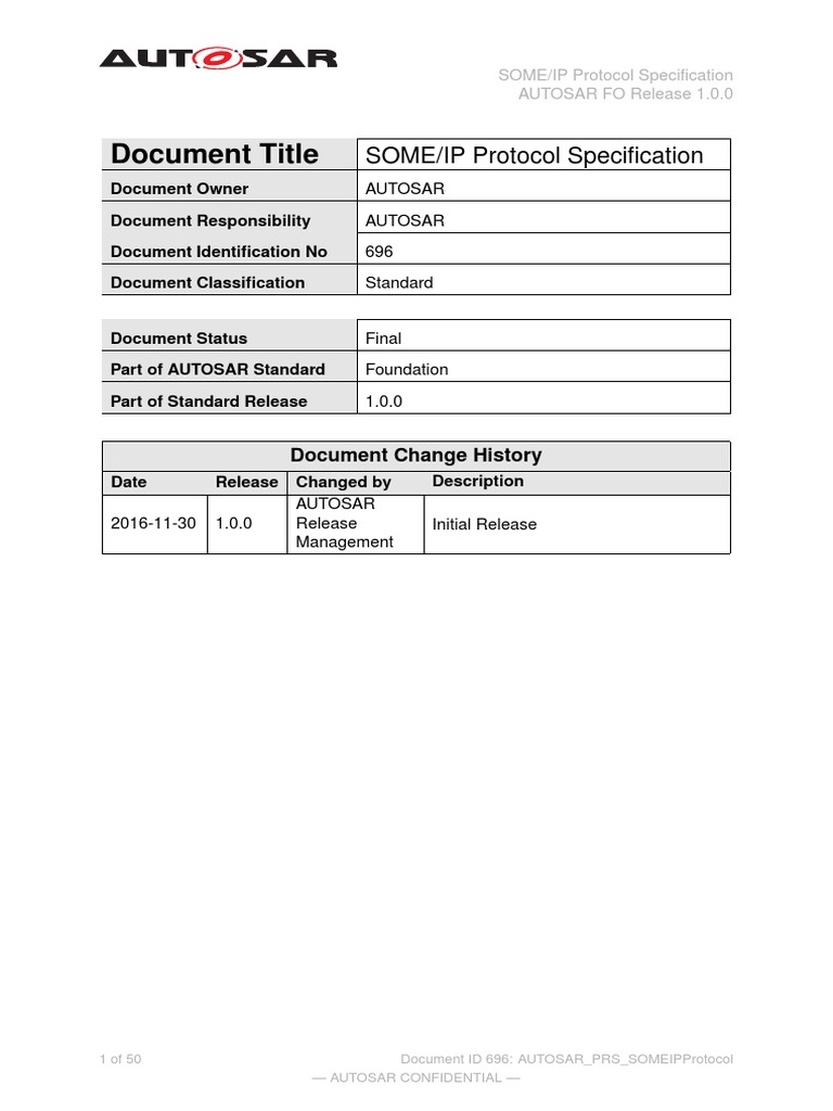 Autosar Prs Someipprotocol | PDF | Internet Protocol Suite | Internet Protocols
