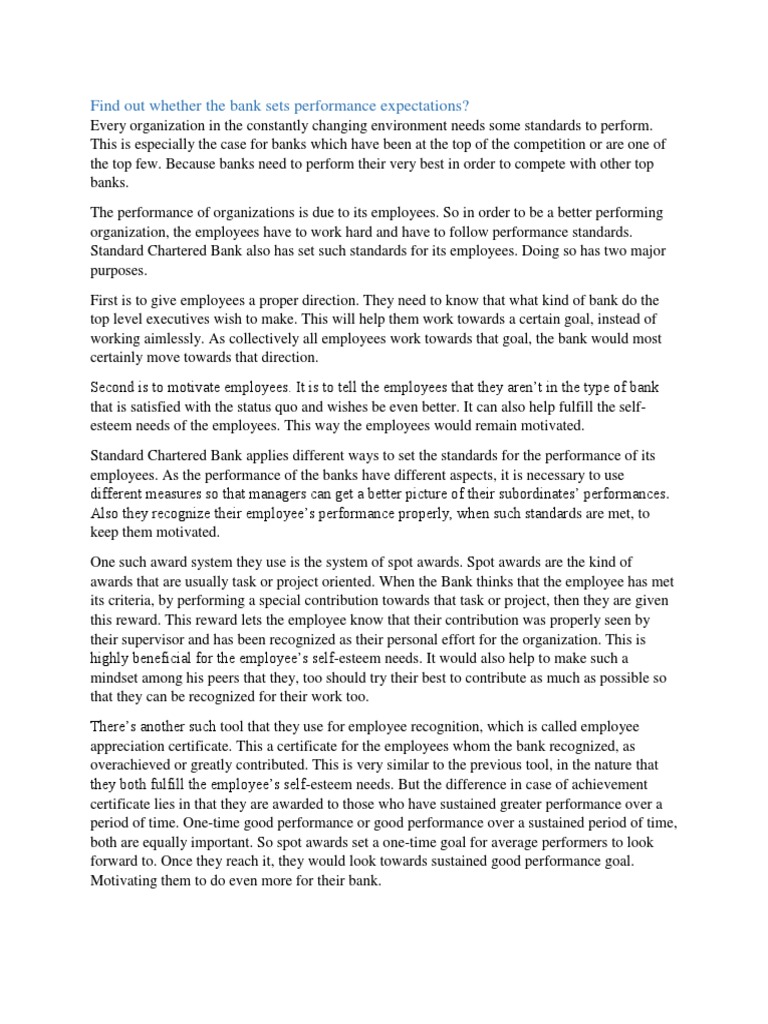 How SCB Sets Employee Performance Standards | PDF | Motivation ...