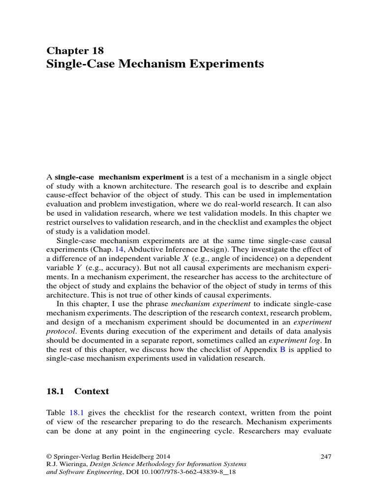 Single-Case Mechanism Experiments: 18.1 Context | PDF | Experiment ...