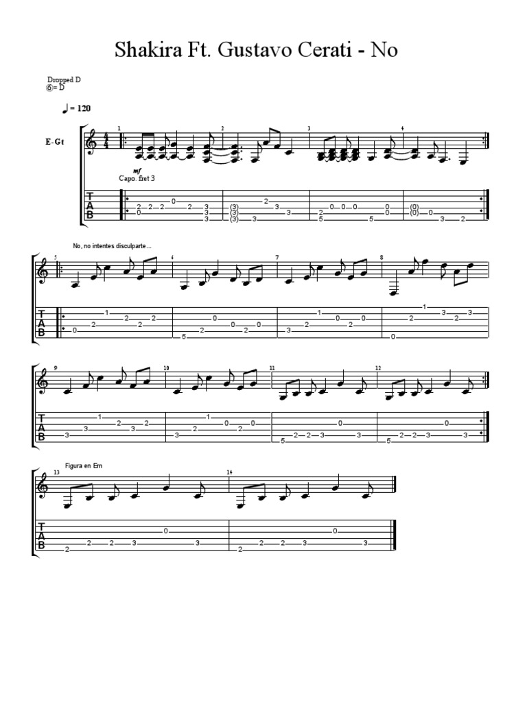 Shakira Ft. Gustavo Cerati No TAB PDF | PDF