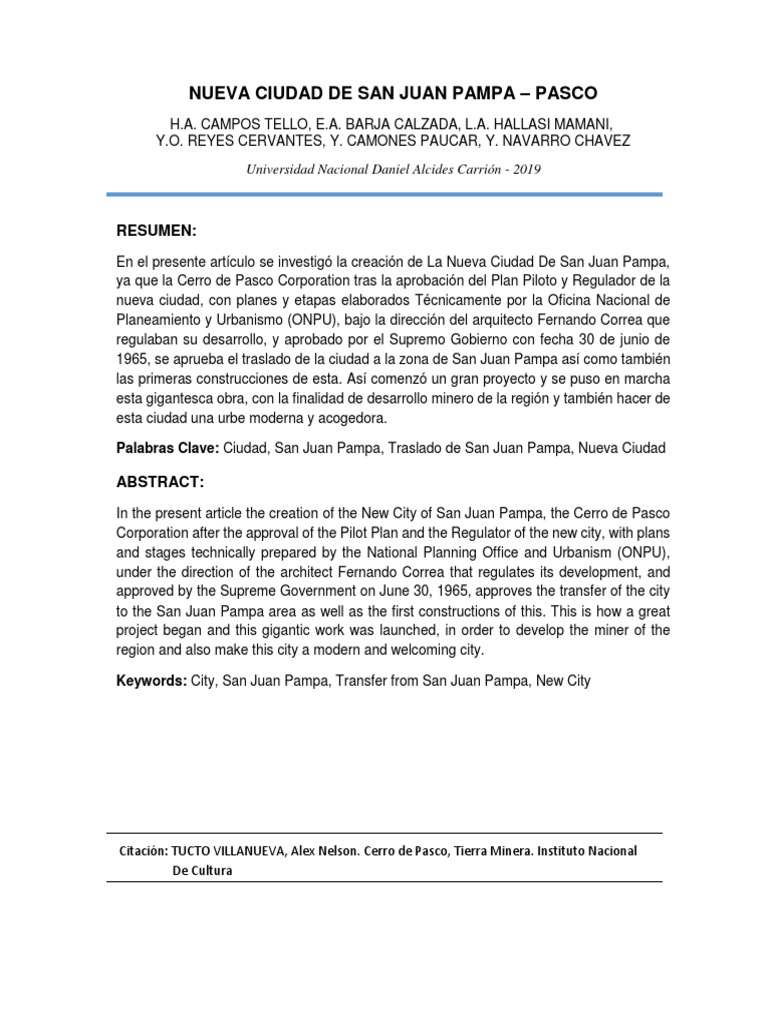 Cerro de Pasco | PDF | Perú