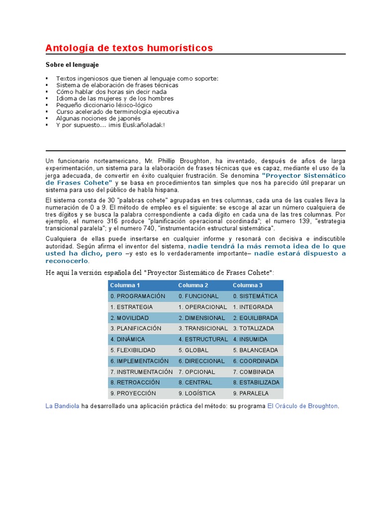 Antología de Textos Humorísticos | PDF | Planificación | Pediatría