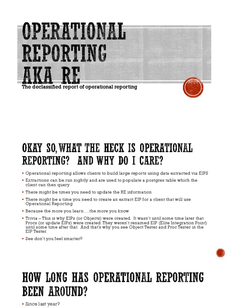 Operational Reporting EIP Guide | PDF | Data Management | Software