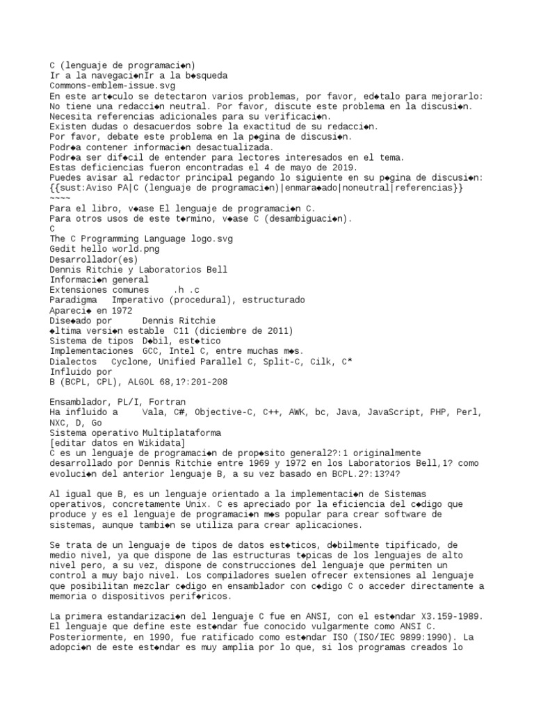 Importancia y Ejemplos del Lenguaje C | PDF | C (lenguaje de ...