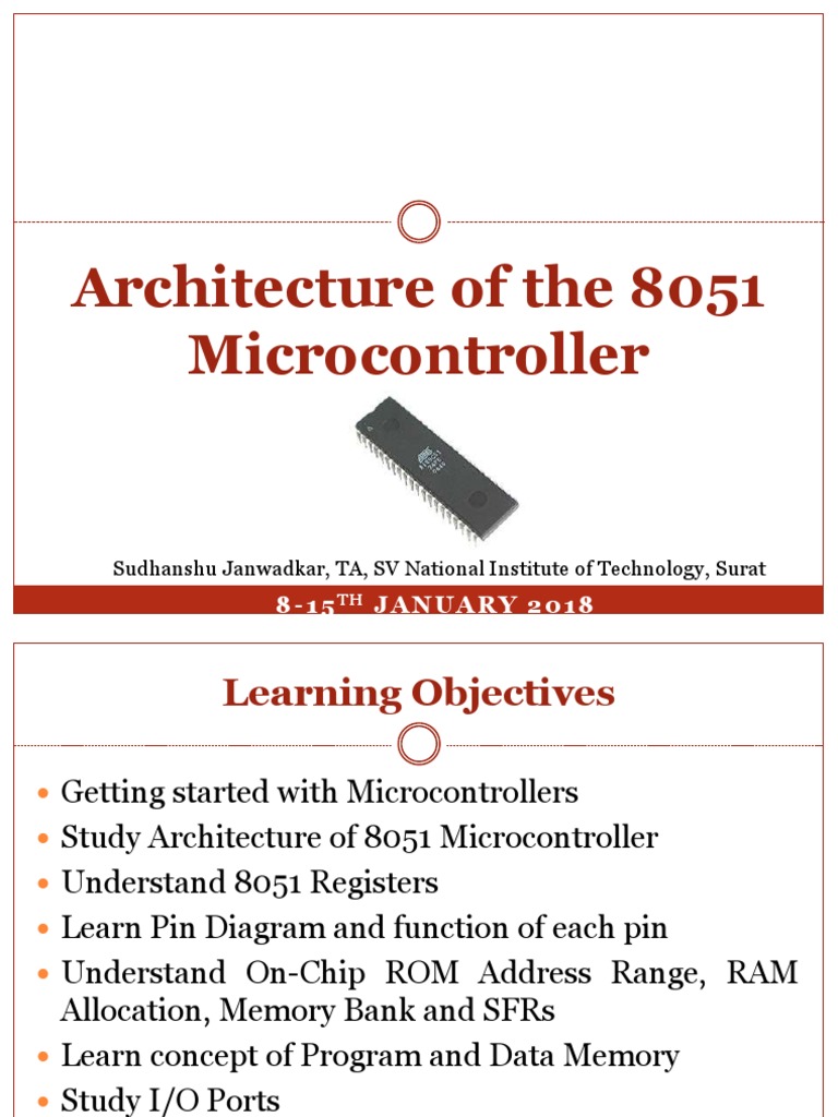Architecture of The 8051 Microcontroller: 8 - 1 5 JANUARY 2018 | PDF | Microcontroller | Random ...