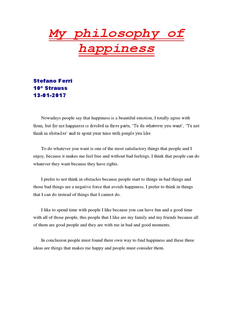 My Philosophy of Happiness | PDF