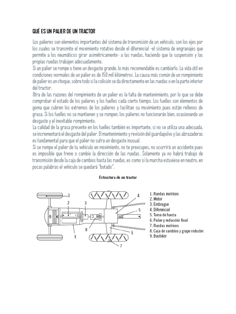 Qué Es Un Palier de Un Tractor