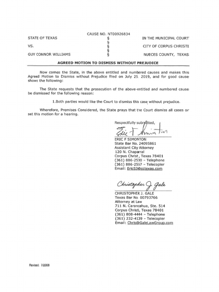 Motion To Dismiss, Motion For Continuance and Order Granting ...