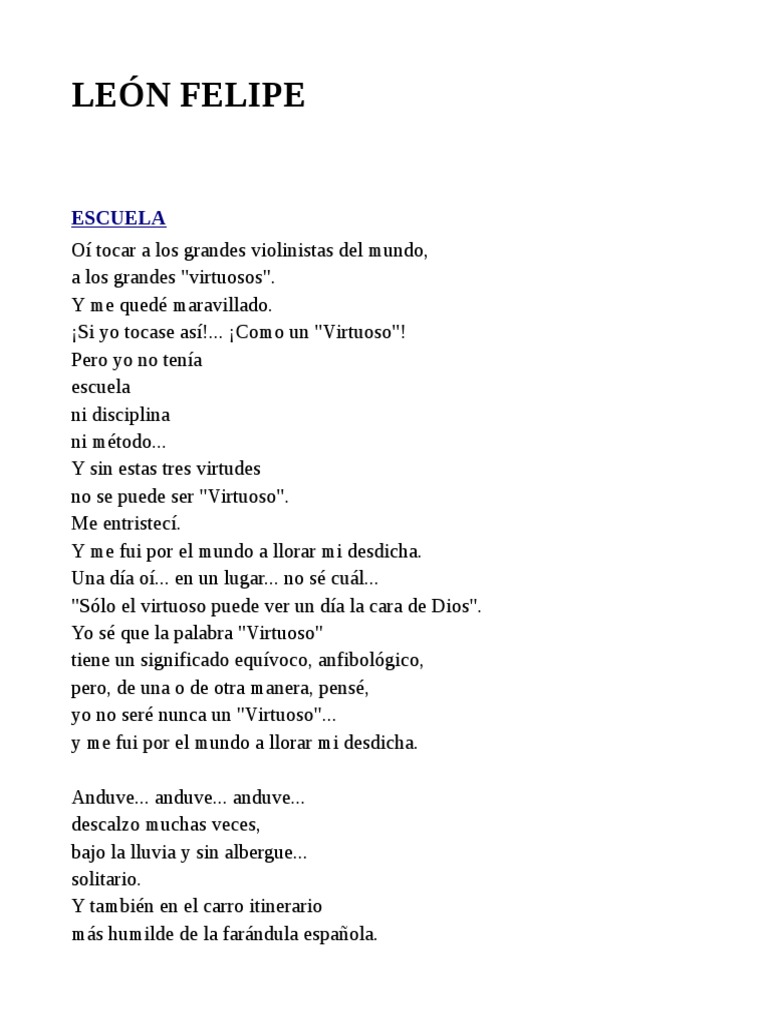 León Felipe Escuela Poema | PDF