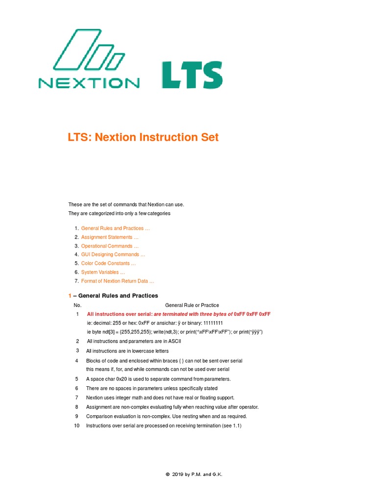 NextionLTS Instruction Set | PDF | Inequality (Mathematics) | Division ...