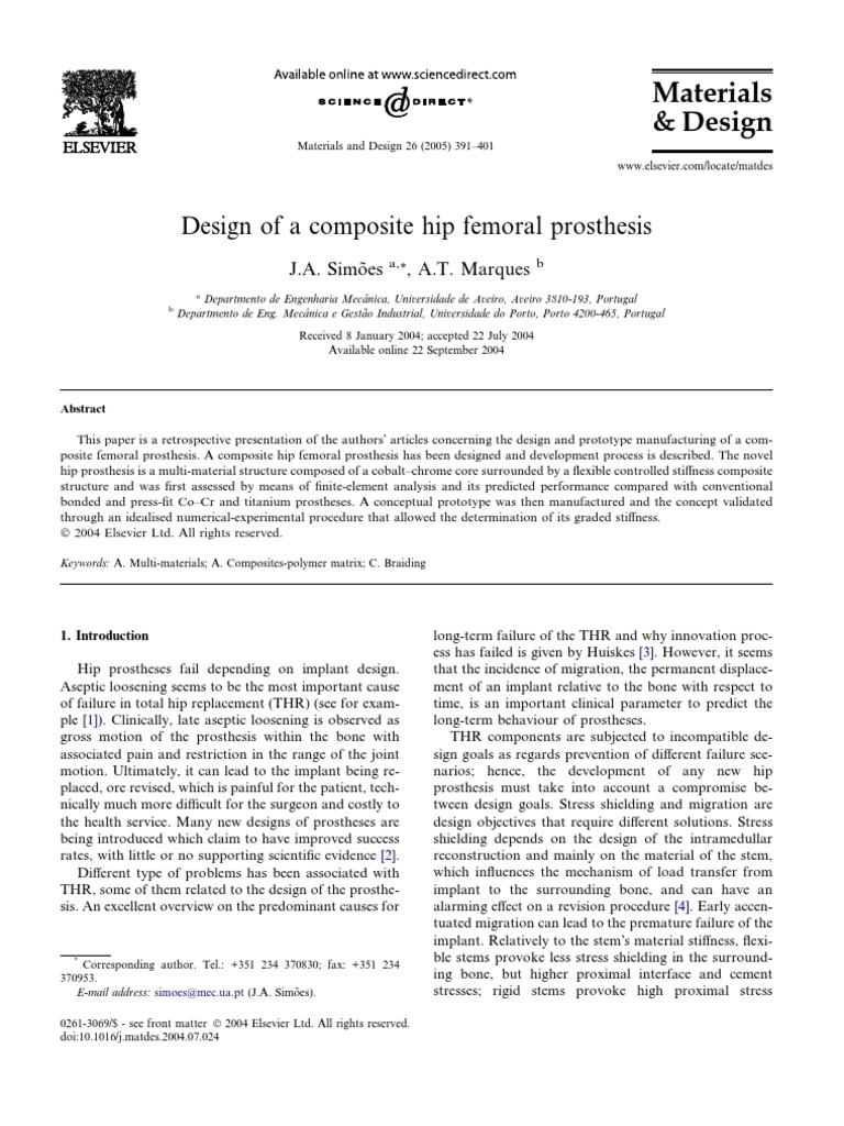 Design of A Composite Hip Femoral Prosthesis | PDF | Composite Material ...