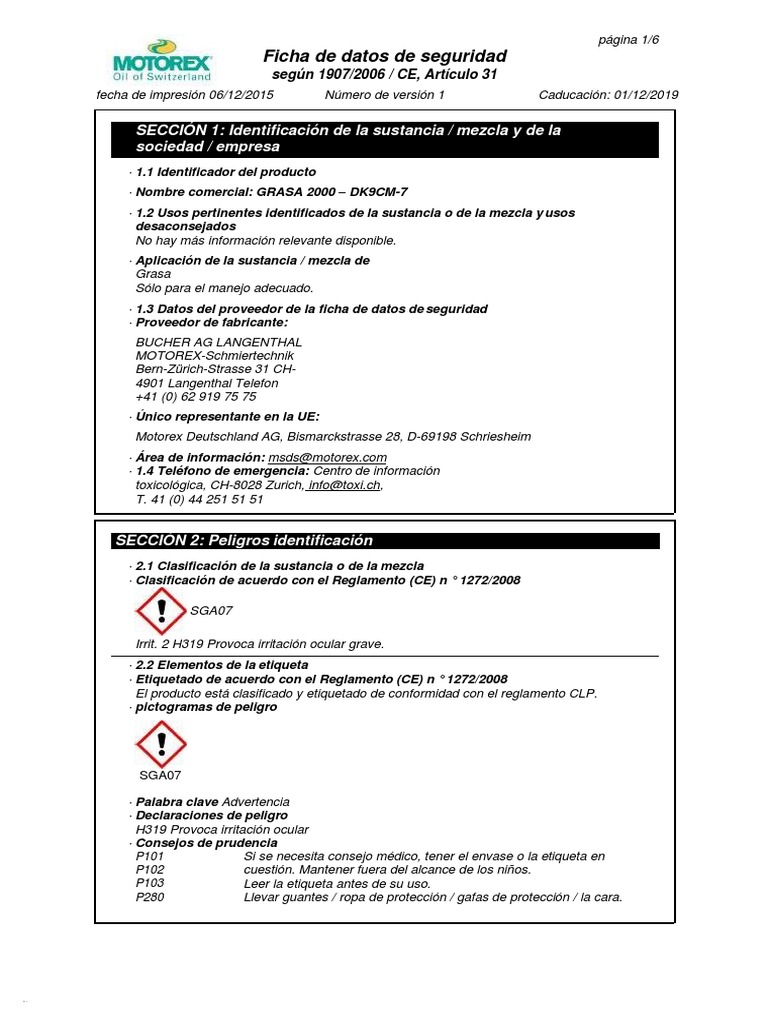 Msds Grasa 2000 - Dk9cm-7 | Guante | Agua