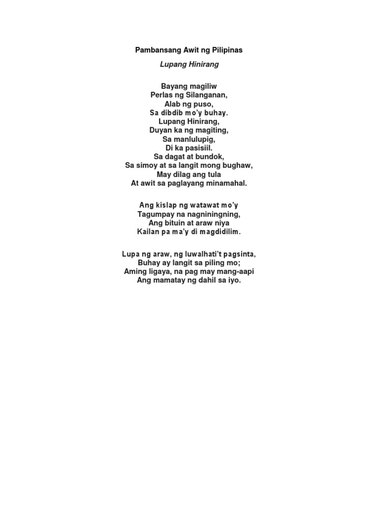 Pambansang Awit Lupang Hinirang