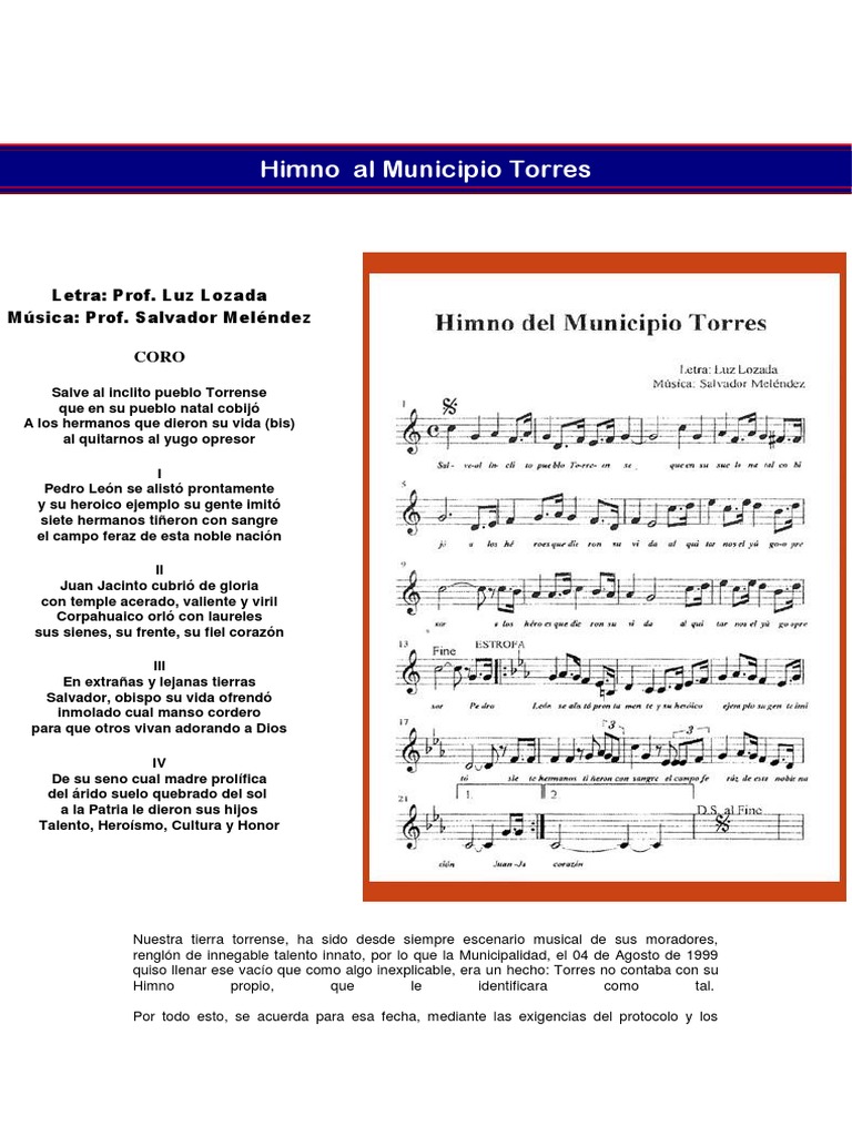 Himno de Torres | PDF | Alcalde | Entretenimiento (general)
