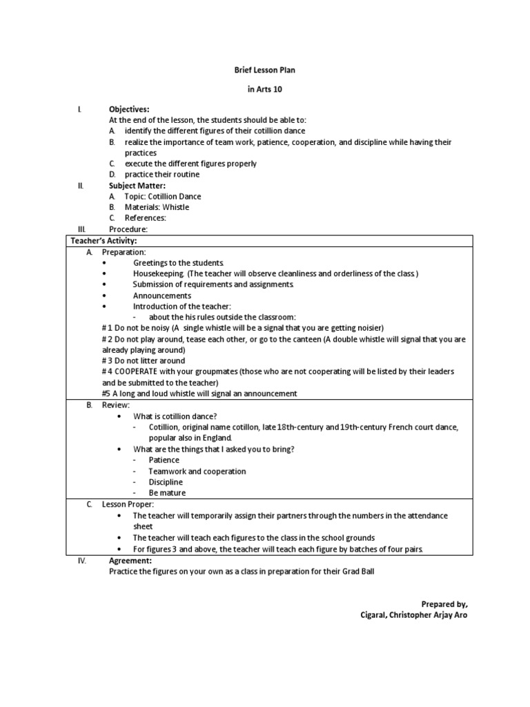 BLP in Arts 10 Cotillion Dance | PDF | Learning | Behavior Modification