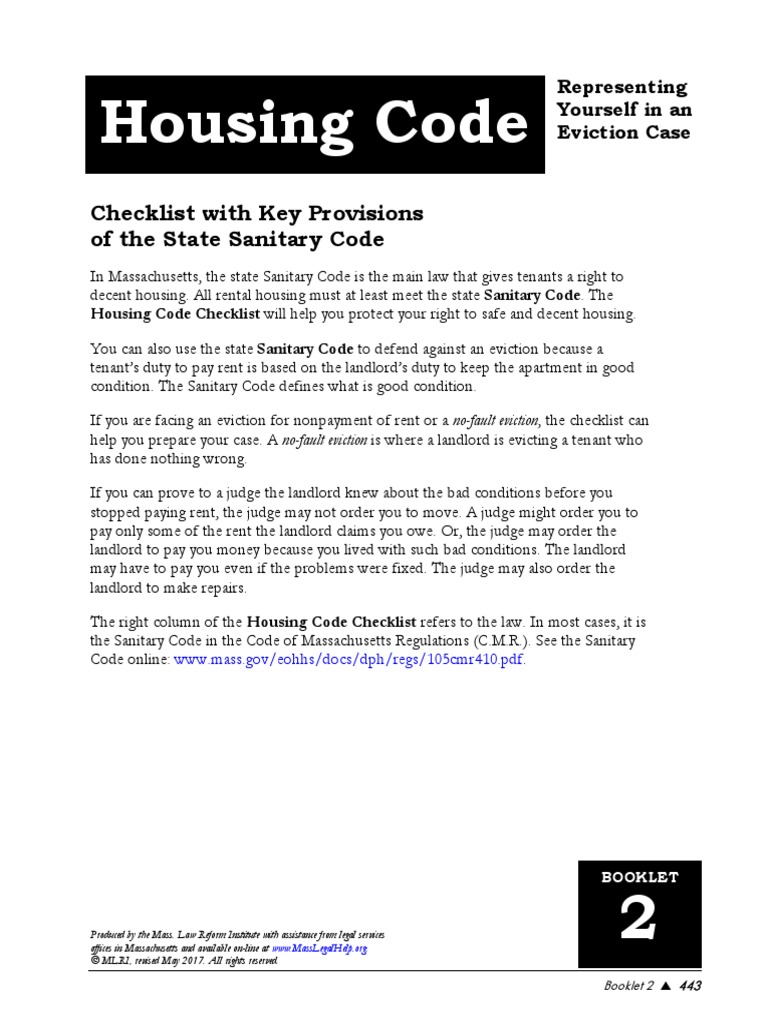 Checklist With Key Provisions of The State Sanitary Code | PDF | Hvac ...