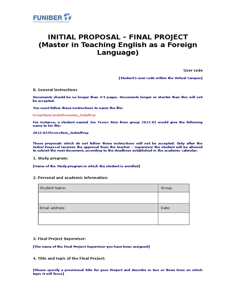 Initial Proposal - Final Project (Master in Teaching English As A ...