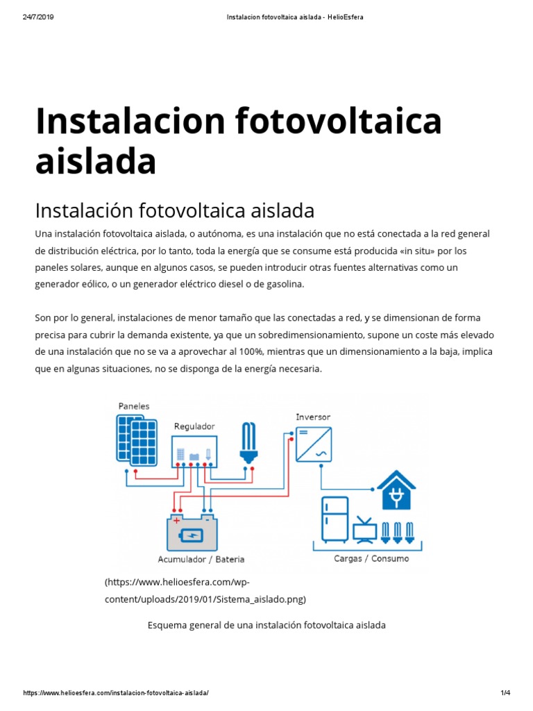 Instalacion Fotovoltaica Aislada - HelioEsfera PDF | PDF | Fotovoltaica | Energía solar