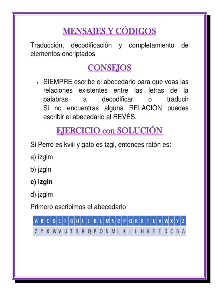 Codificación y Decodificación de Mensajes | PDF | Traducciones | Cifrado