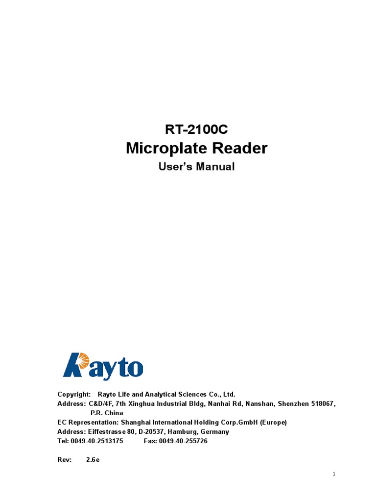 RT-2100C+User's Manual V2.6e Lector de Elisa | PDF | Reference Range | Computer Keyboard