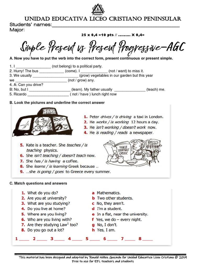 Agc Simple Present VS Present Progressive PDF | PDF