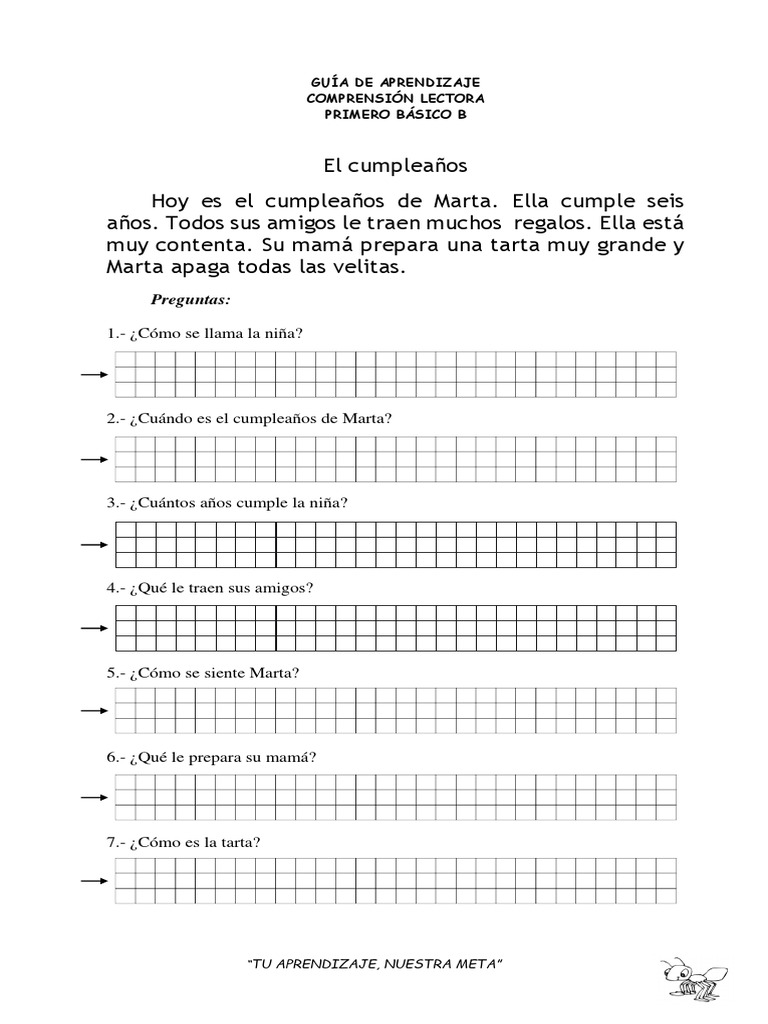 Guia Comprension Lectora El Cumpleaños | PDF