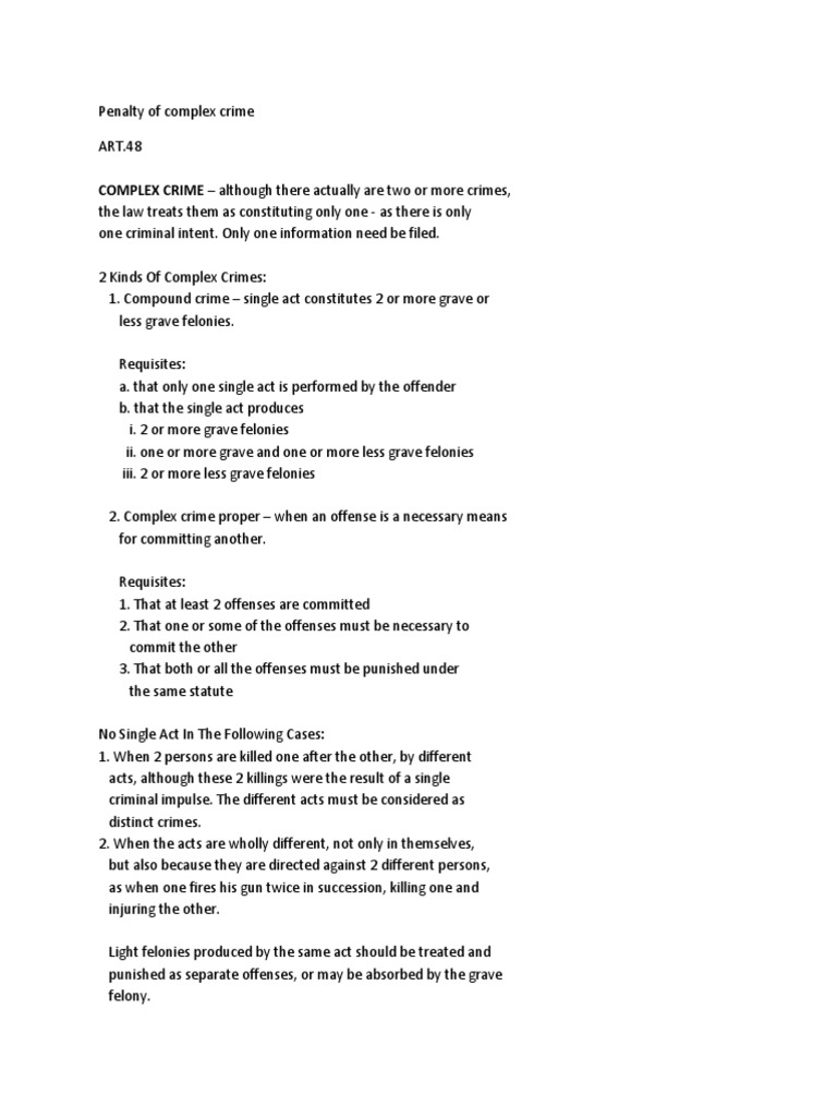 Understanding Complex Crimes and Penalties | PDF | Felony | Crime ...