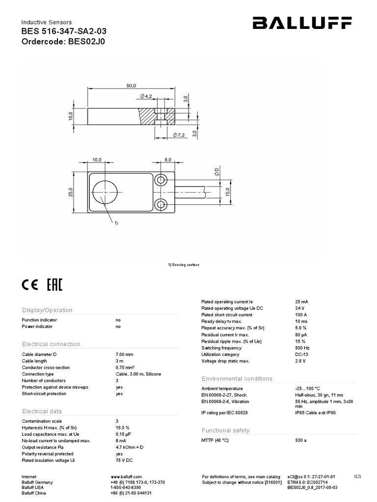 Balluff Sensor de Posición | PDF | Electrical Components | Electrical ...