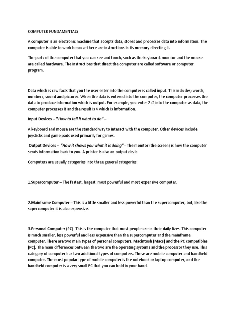 Computer Fundamentals | PDF | Personal Computers | Computer Network