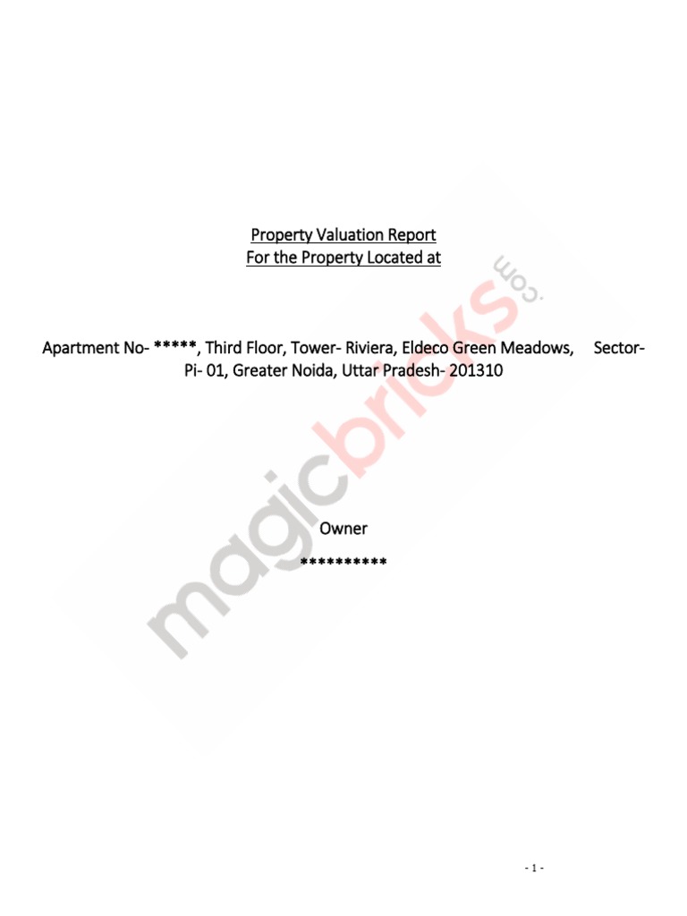 Apartment Valuation Report - Greater Noida | PDF | Real Estate ...