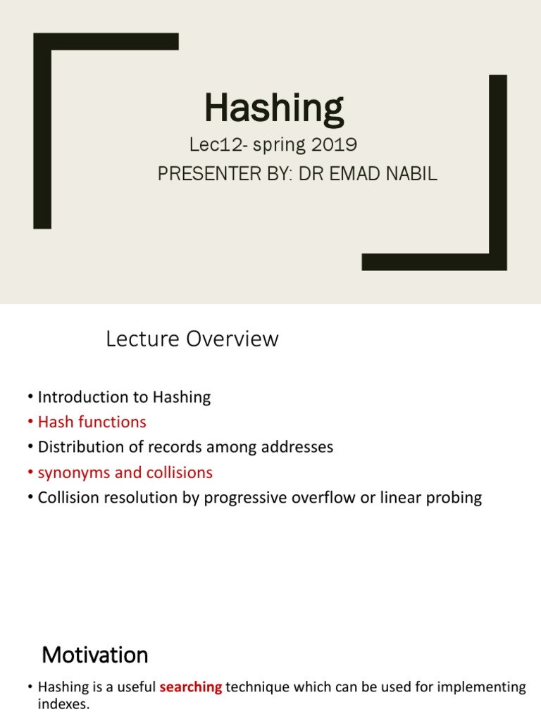 Hashing Part 1 Lecture Pdf Algorithms And Data Structures Algorithms 9818
