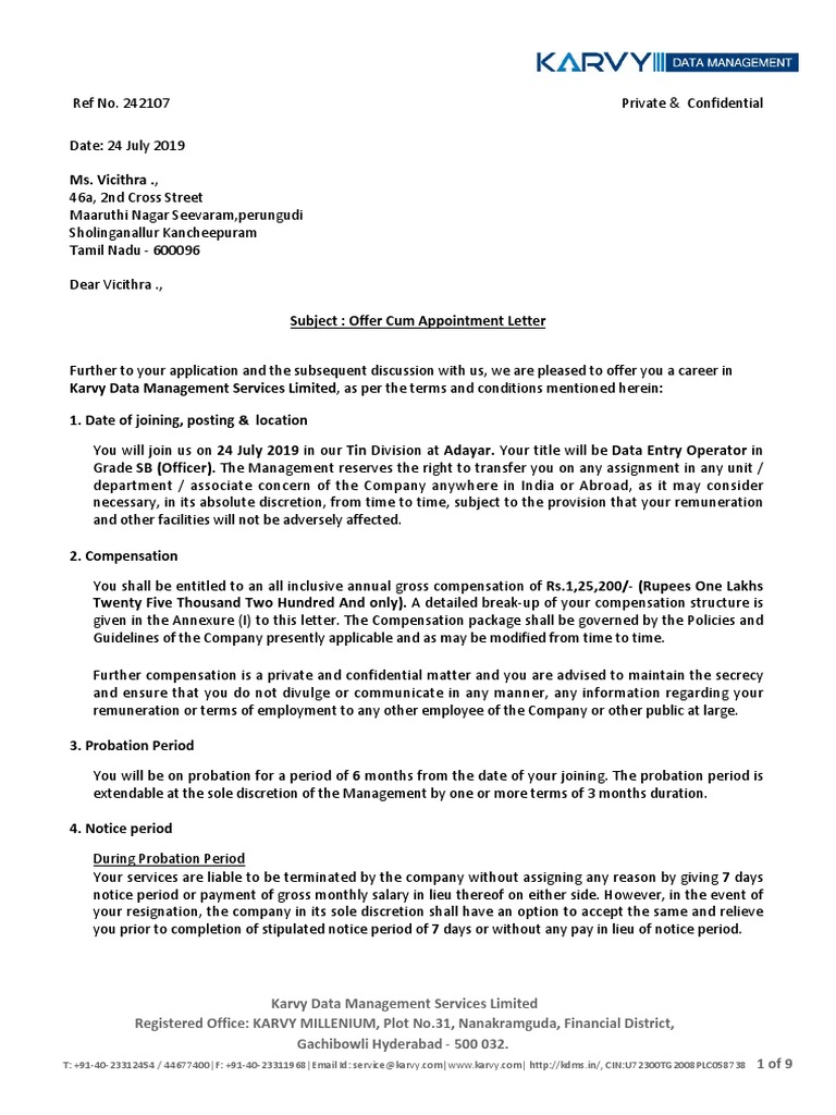 Karvy Data Management Services Limited Registered Office: KARVY MILLENIUM, Plot No.31 ...