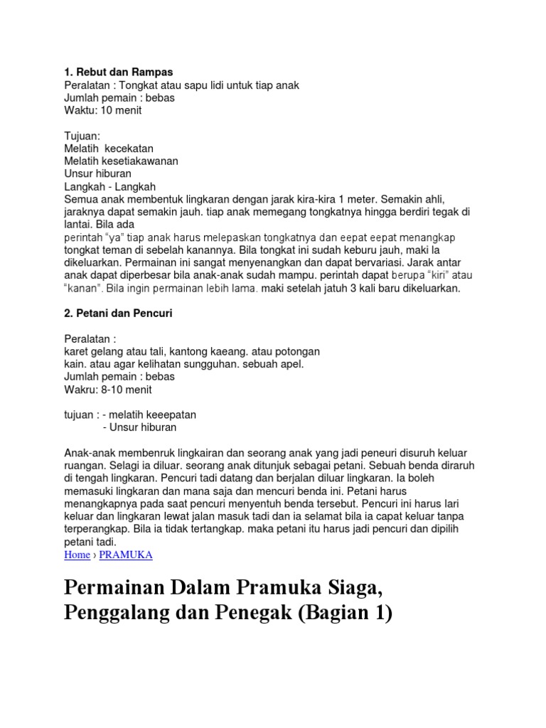 Contoh Permainan Pramuka Siaga | PDF