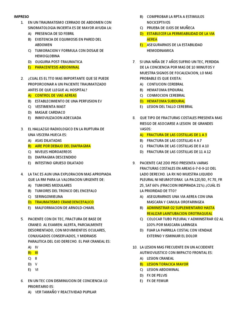 ENARM | PDF | Lesión | Reanimación cardiopulmonar