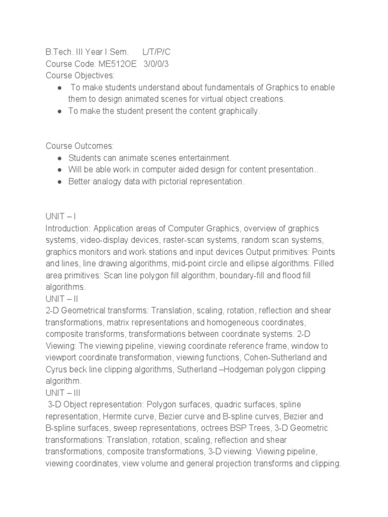 Computer Graphics PDF | PDF | 2 D Computer Graphics | Computer Graphics