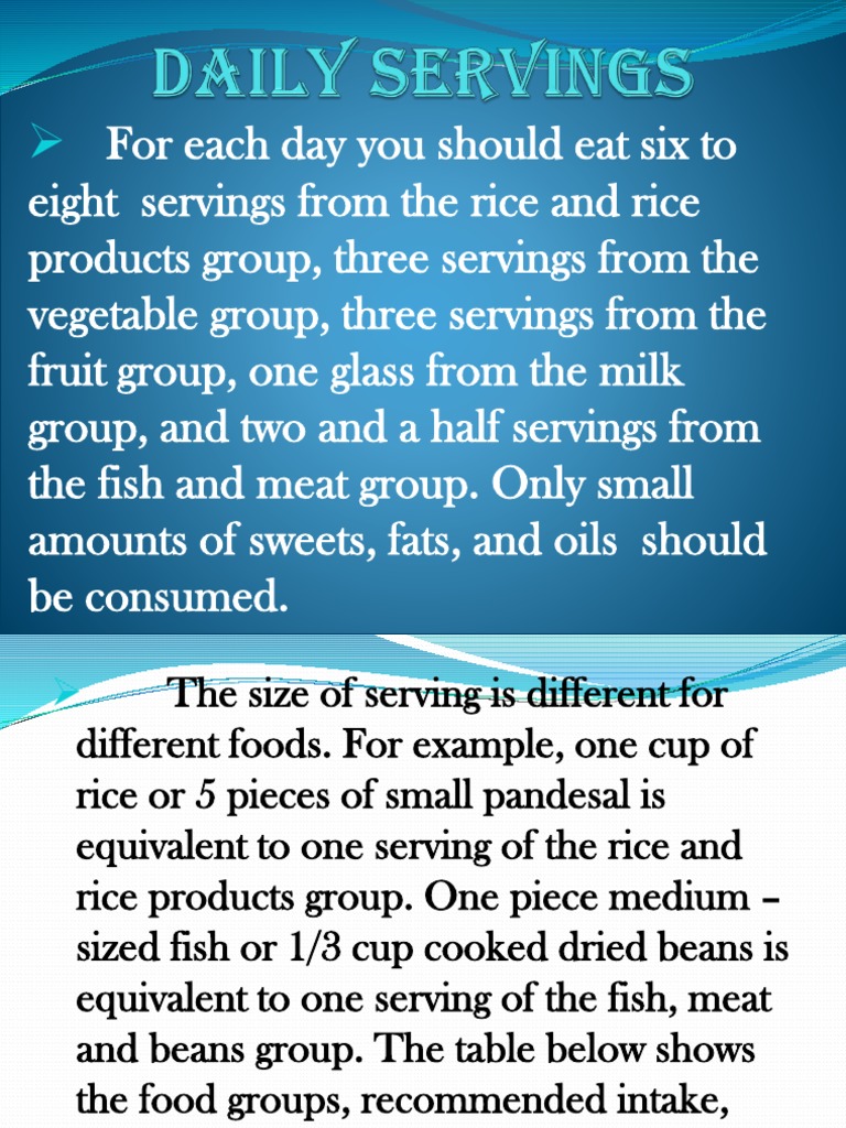 Daily Servings | PDF | Dietary Fiber | Diet & Nutrition