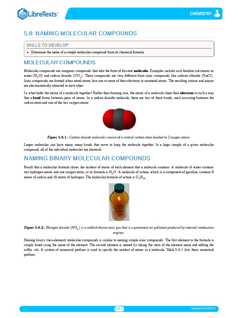 5.8: Naming Molecular Compounds | PDF | Molecules | Chemical Compounds