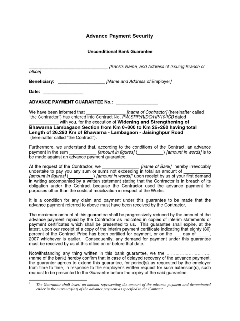 Advance Payment Security | PDF | Guarantee | Payments
