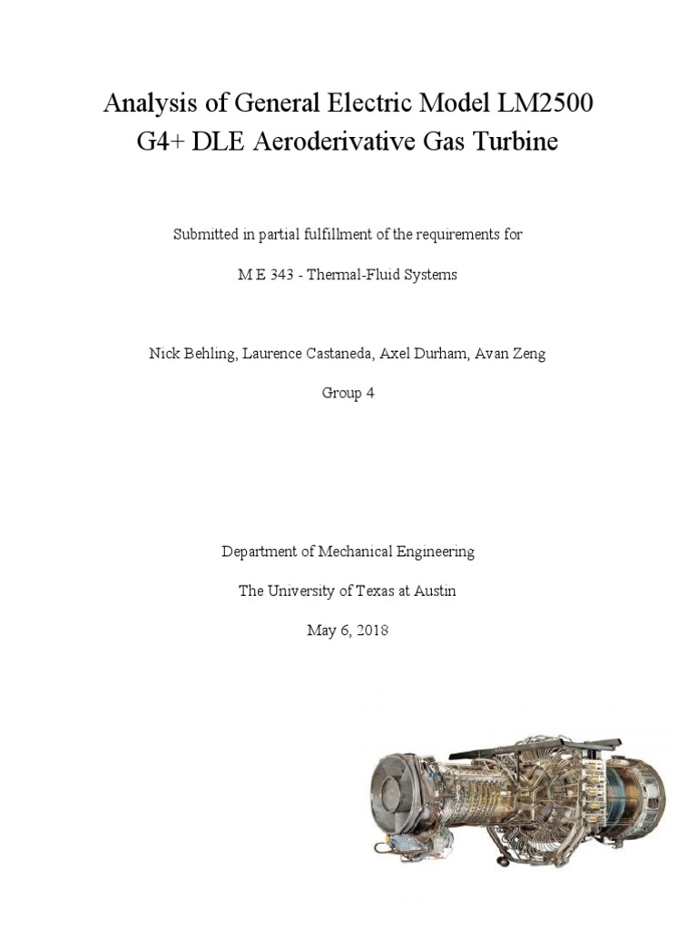 Analysis of General Electric Model LM2500 | PDF | Combustion | Enthalpy