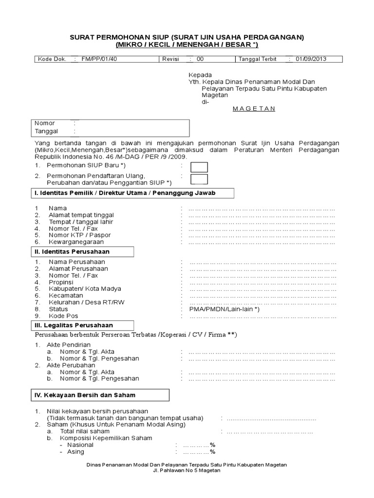 Formulir SIUP New | PDF