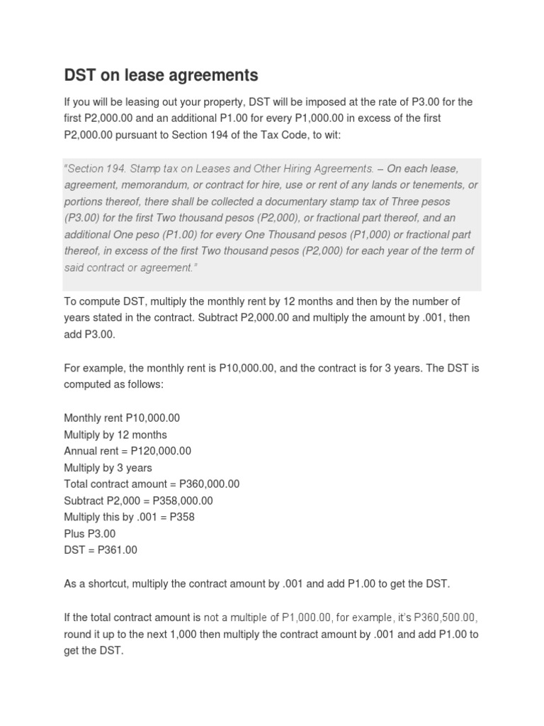 DST On Lease Agreements | PDF