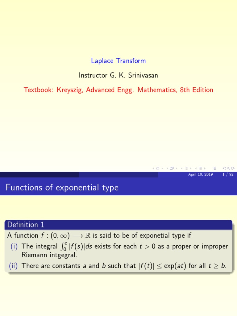 Laplace Transform for Engineers | PDF | Lebesgue Integration ...